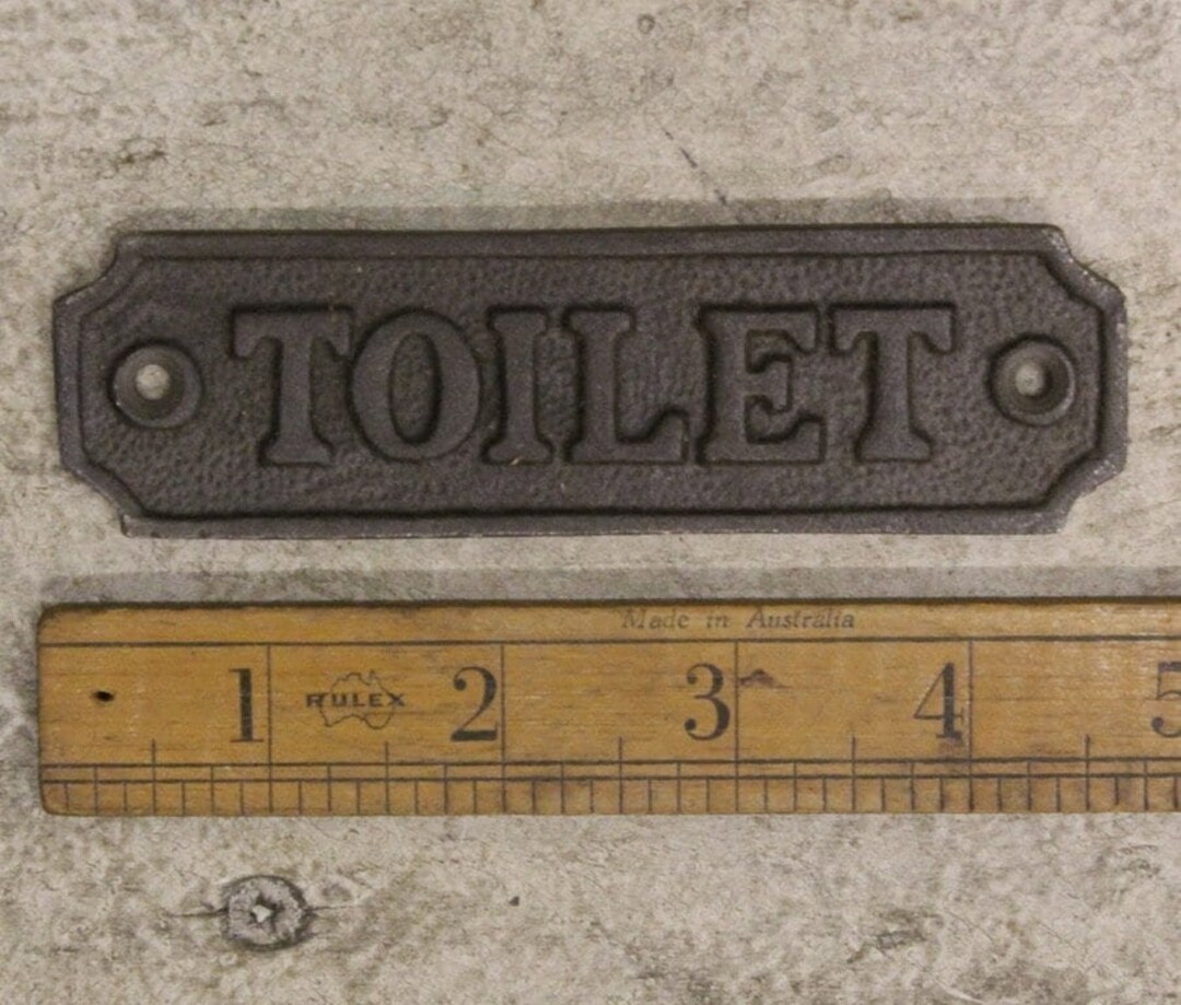 TOILET Cast Iron Rustic Industrial Style Heavy Plaque Bathroom Loo ...