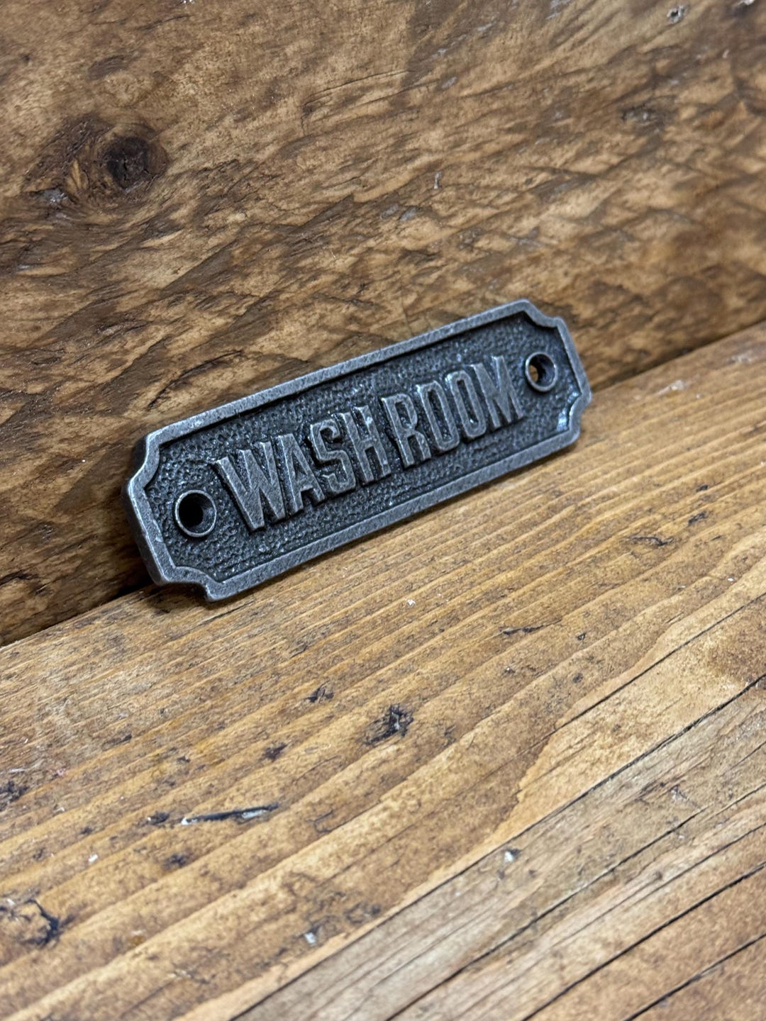 WASHROOM \ Cast Iron Rustic Metal Industrial Style Heavy Plaque Sign ...