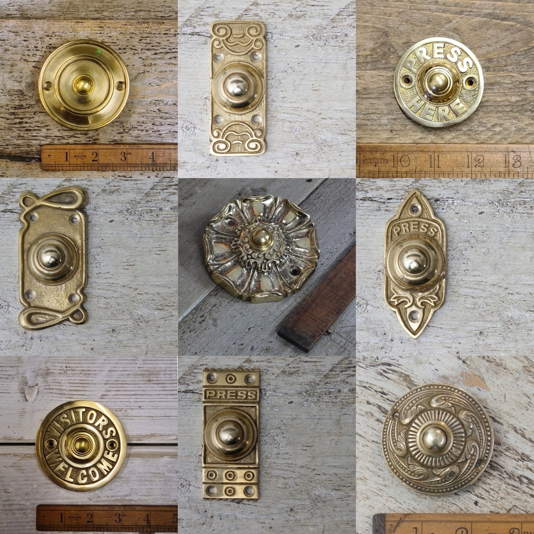 BRASS \ Door Bell Push \ Antique Style Solid Brass Door Bell Press ...