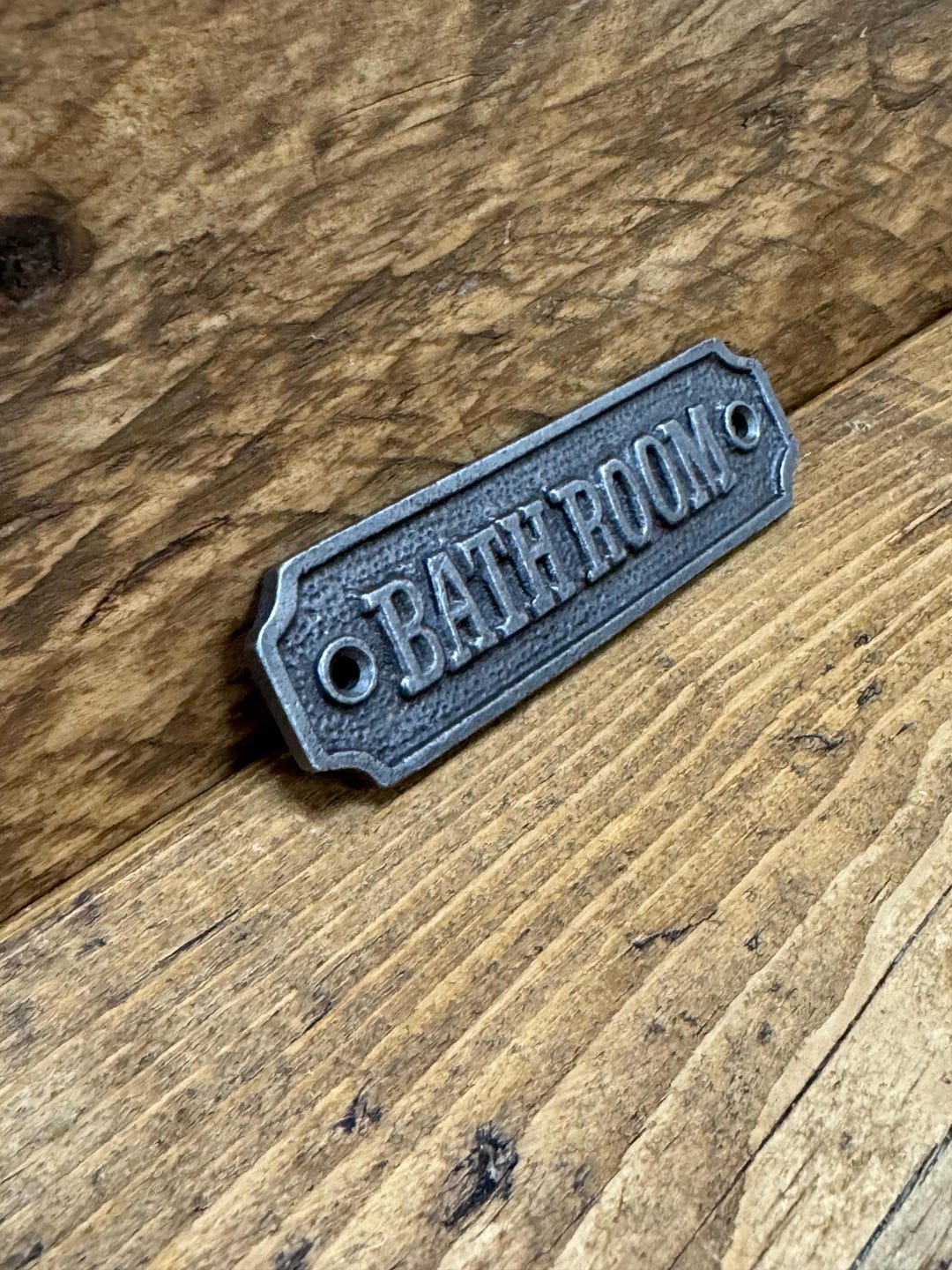 BATHROOM \ Cast Iron Rustic Metal Industrial Style Heavy Plaque Sign ...