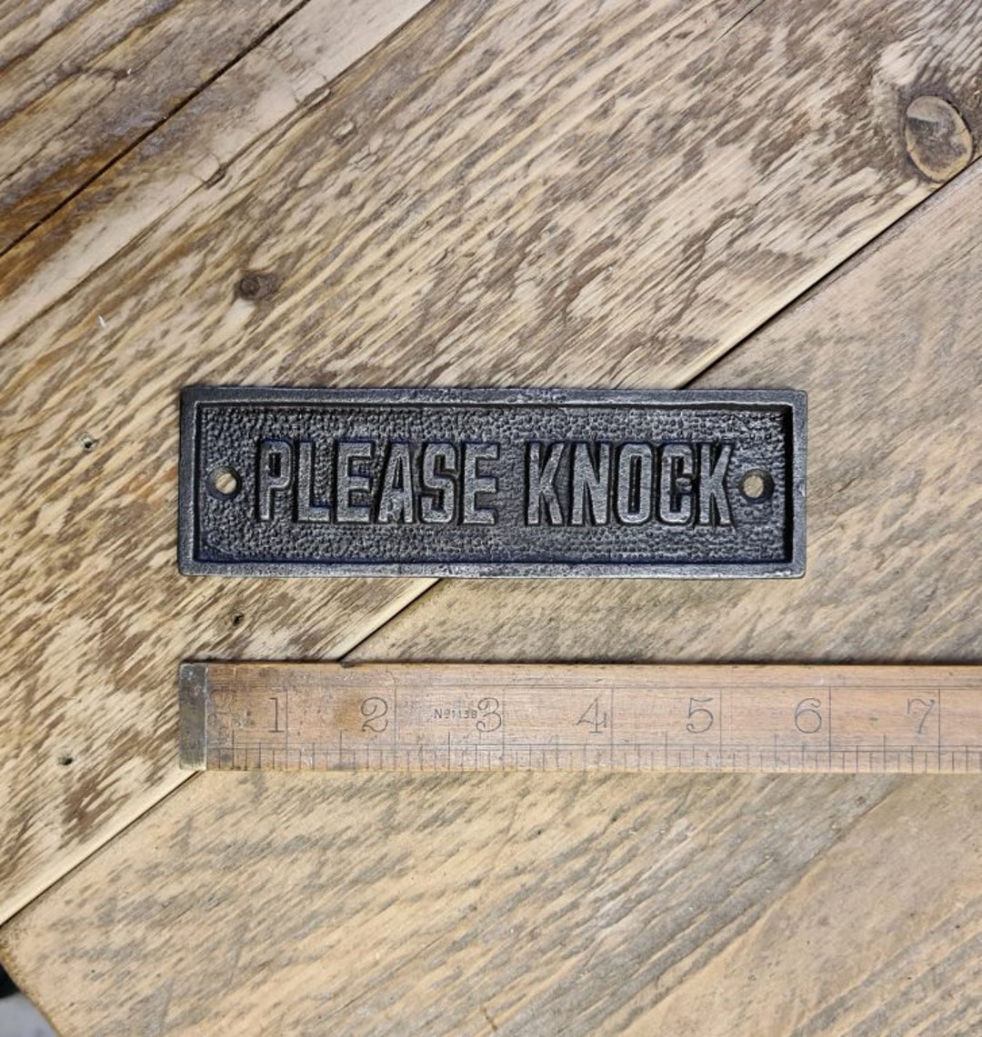 PLEASE KNOCK \ Cast Iron House Sign \ Room Door Plaque Wall Sign ...