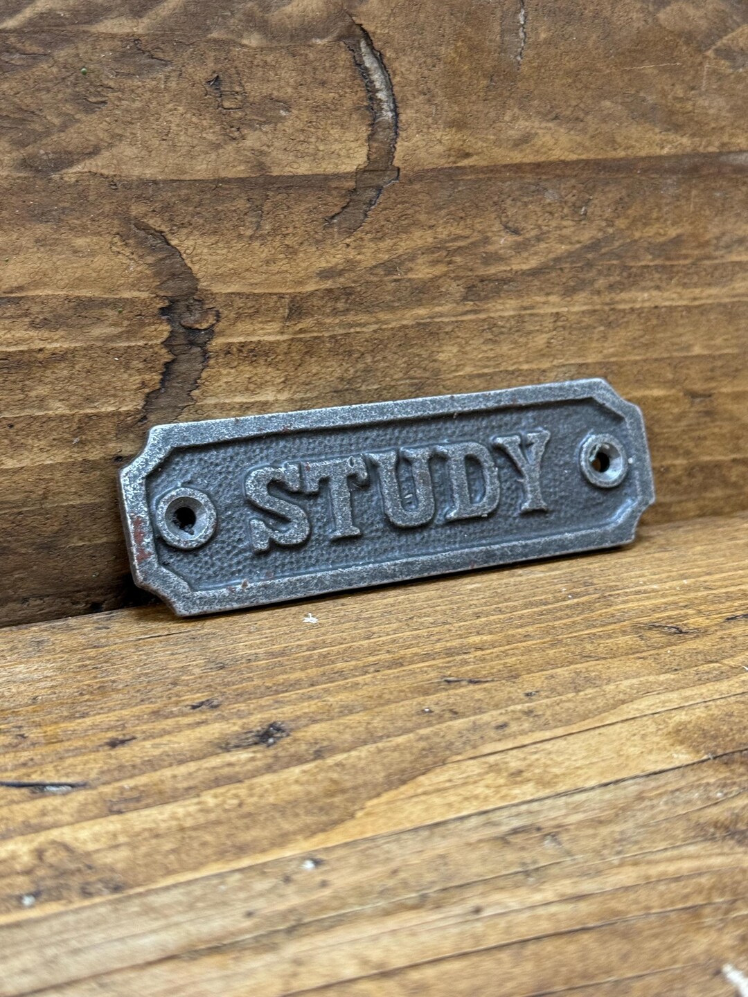 STUDY \ Cast Iron Rustic Industrial Style Heavy Plaque Sign \ Home ...