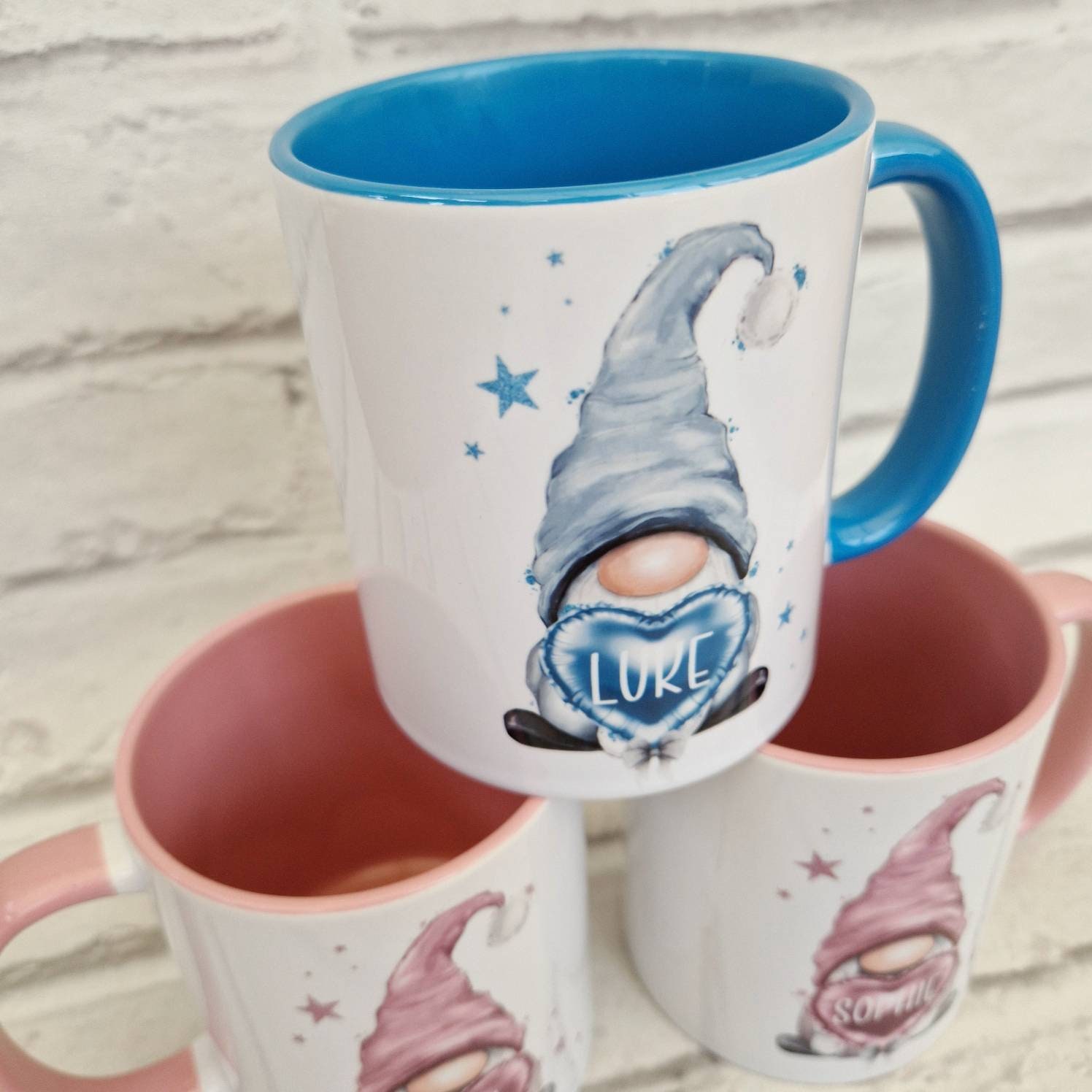 Personalised Gonk Mug, Pink or Blue Gonk, Stocking Filler, Perfect Gift ...