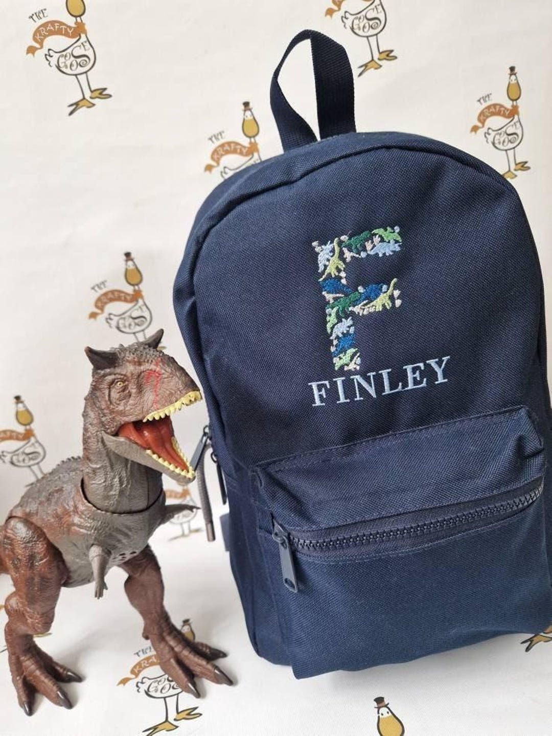 Dinosaur Initial Personalised Kids Backpack, Embroidered With Name ...