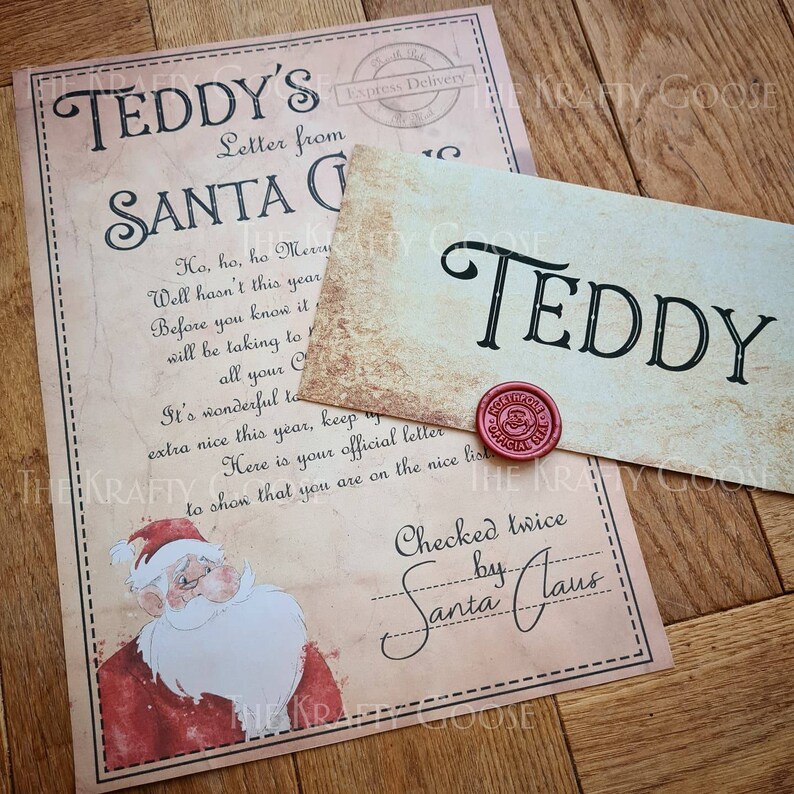 Personalised Santa Letter, Real Wax Stamp, Vintage Authentic Looking ...
