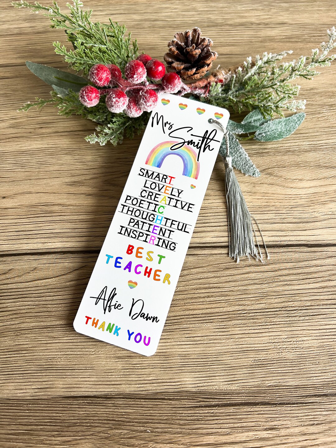 Teacher Personalised Bookmark, Thank You Gift Idea, End of Year Gift - Etsy