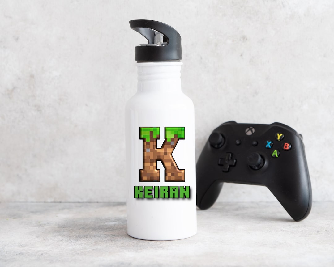 Personalised Mine Straw Bottle, Pixel Steel Metal Water Bottle, Craft ...