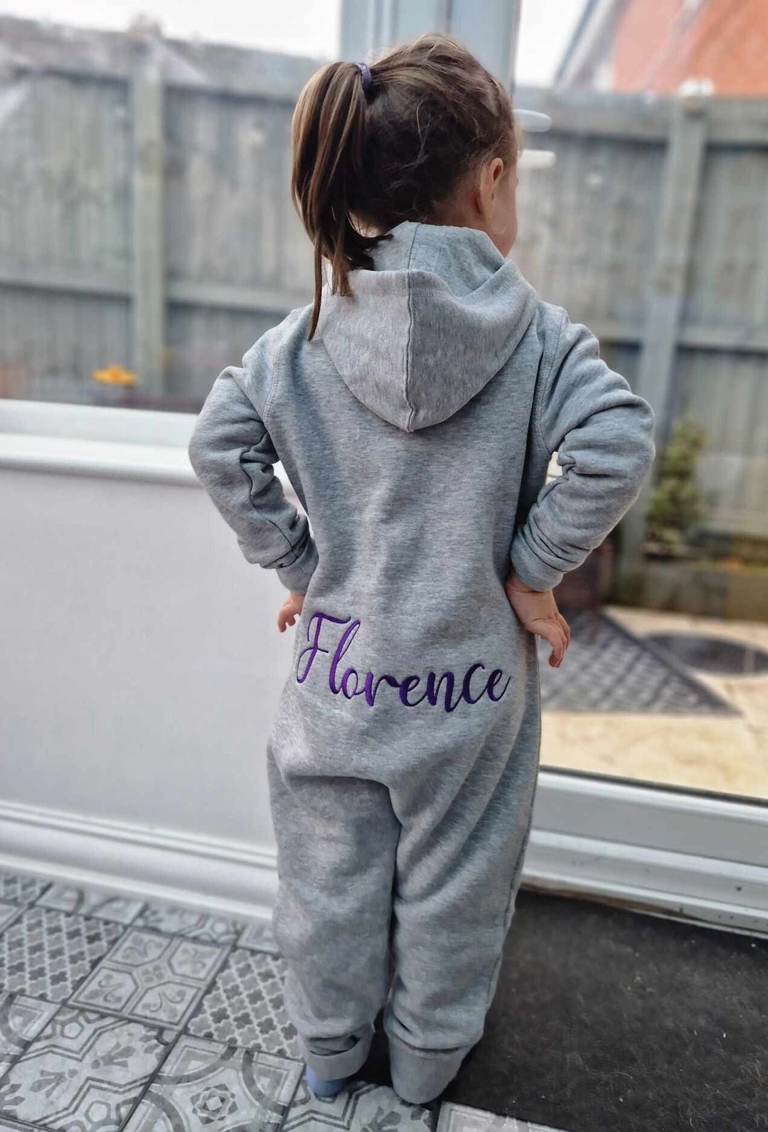 Personalised Onesie, Embroidered Fleece All-in-one, Hoodie, Children ...
