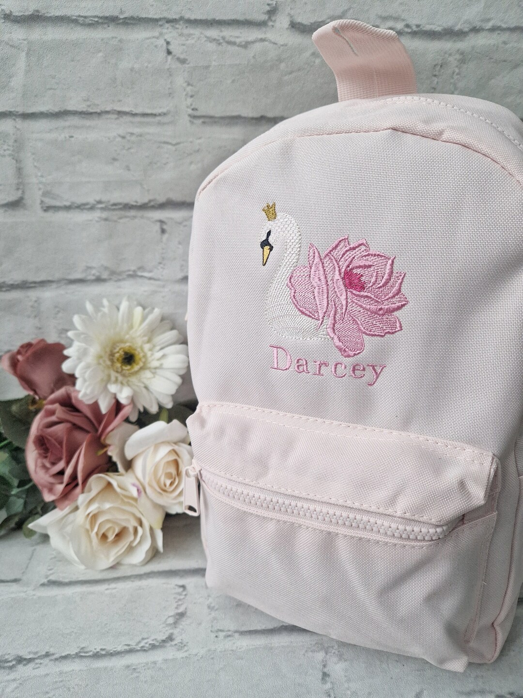 Swan Princess Girls Backpack, Personalised Embroidered Bag, Back to ...