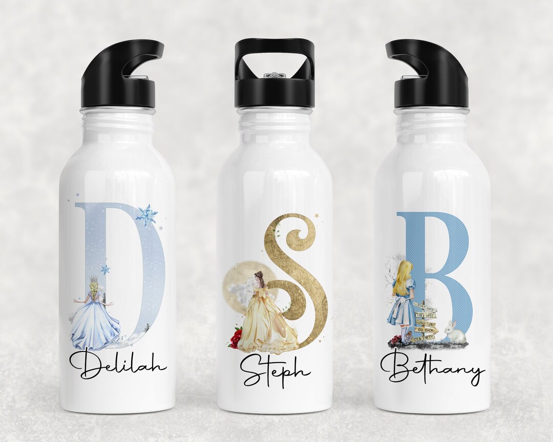 Personalised Princess Straw Bottle, Steel Metal Water Bottle, Fairy ...