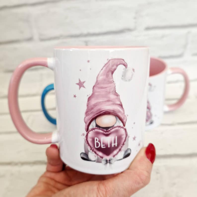 Personalised Gonk Mug, Pink or Blue Gonk, Stocking Filler, Perfect Gift ...