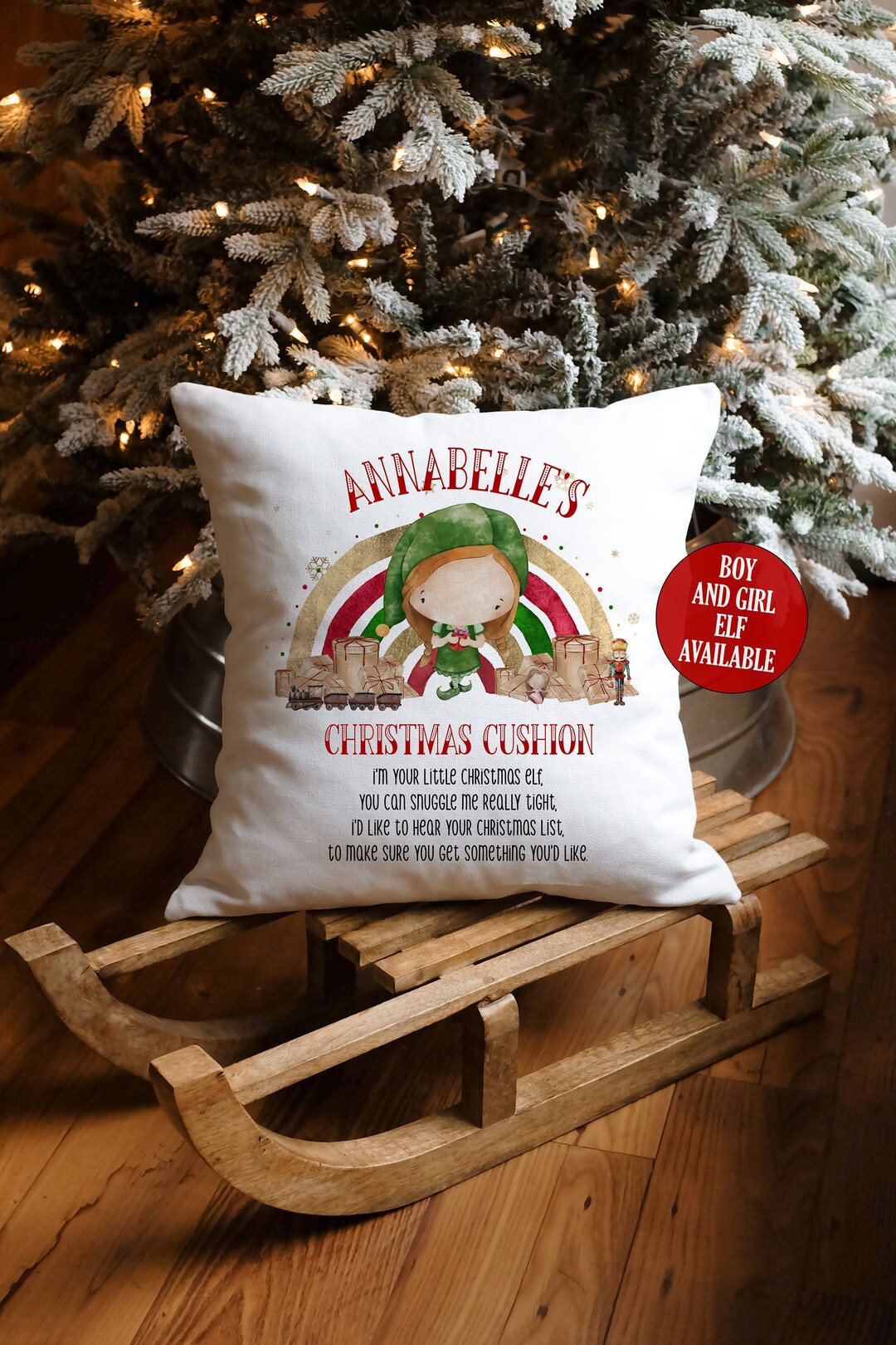 Personalised Elf Cushion, Christmas Snuggle Cushion for Children, Cute ...