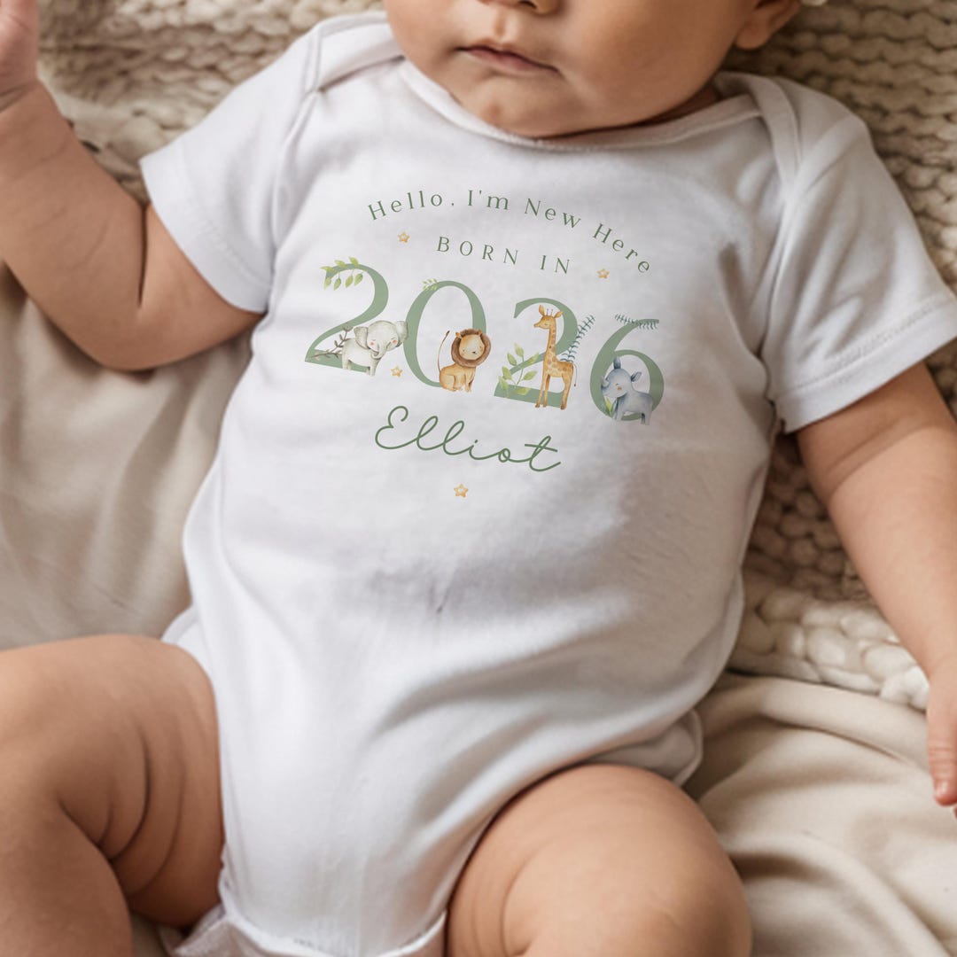 Personalised New Baby Outfit, Born in 2026 Hello Little One, New Baby ...