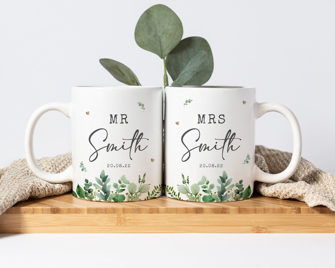 Bride and Groom Mugs, Mr and Mrs Wedding Gifts, Personalised Wedding ...