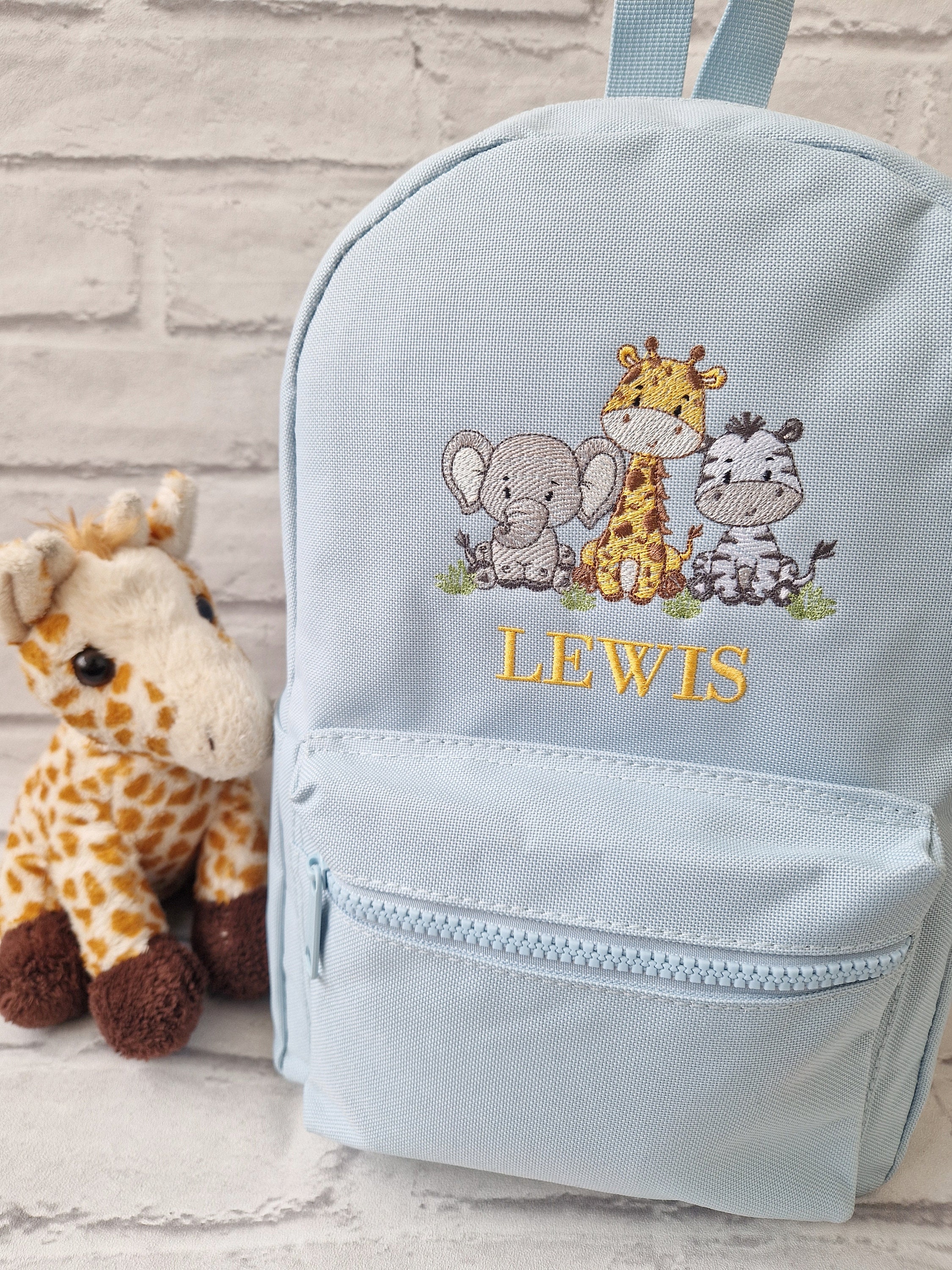 Safari Animals Backpack Personalised Embroidered Bag Back to - Etsy UK