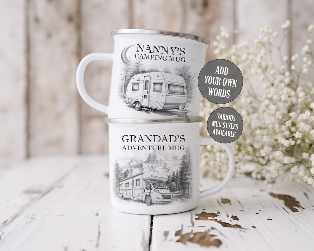Personalised Camping Mug, Caravan or Camper Van Design, Gift for ...