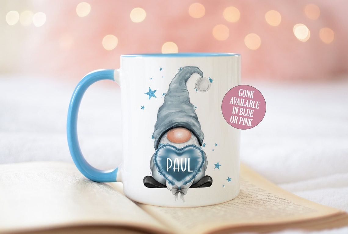 Personalised Gonk Mug, Pink or Blue Gonk, Stocking Filler, Perfect Gift ...