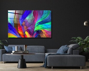 Colorful Leaves Glass Printing Wall Art Modern Decor Ideas for - Etsy