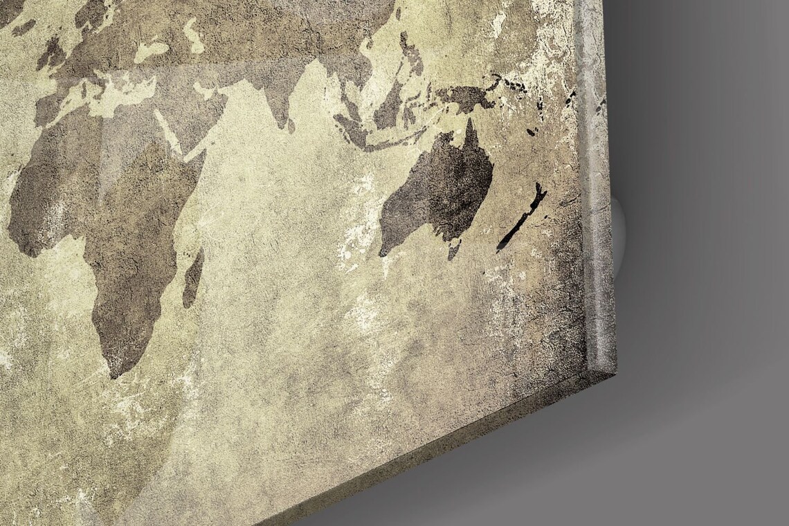 World Map Glass Printing Wall Art Modern Decor Ideas for Your - Etsy