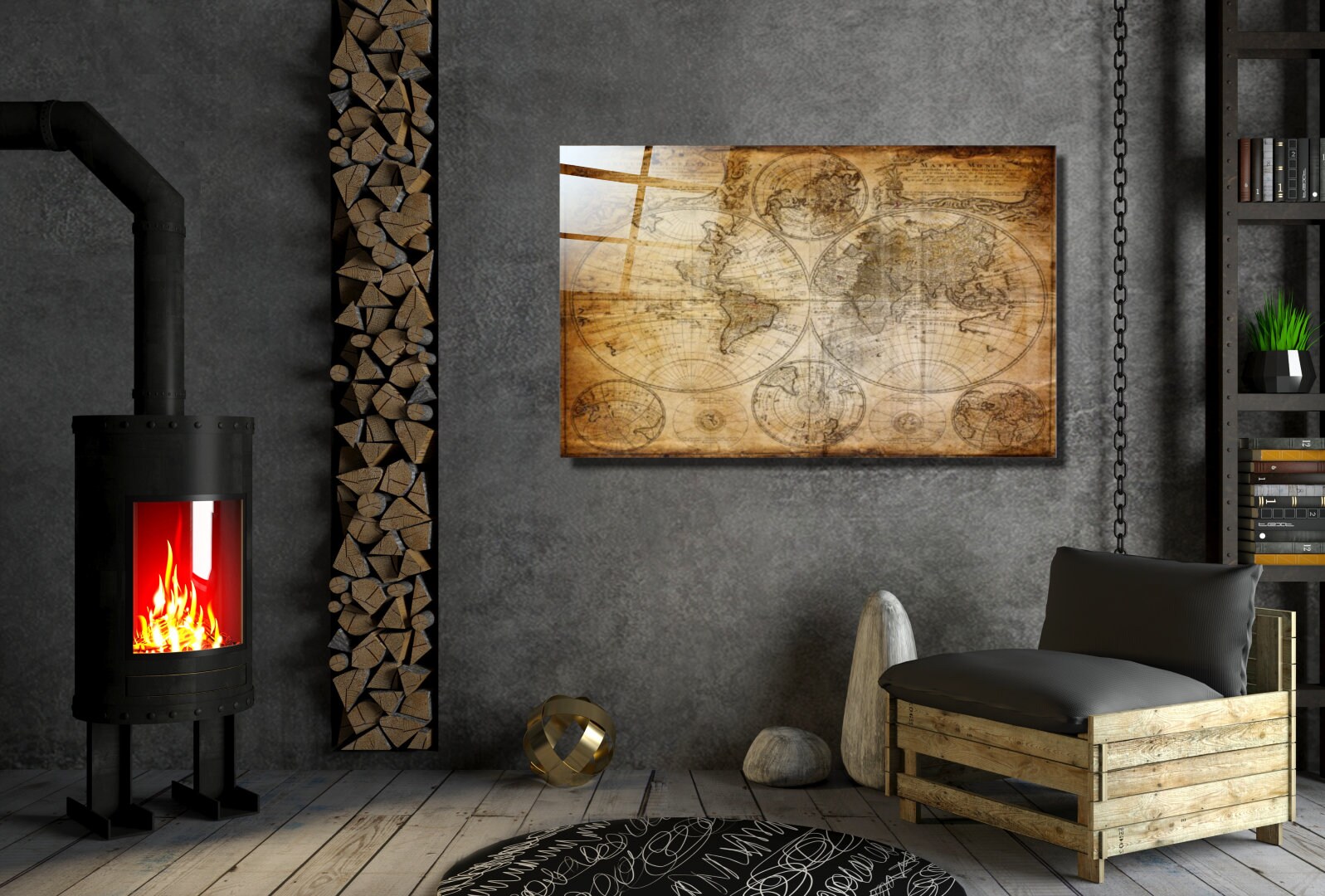 World Map Glass Printing Wall Art Modern Decor Ideas for Your - Etsy