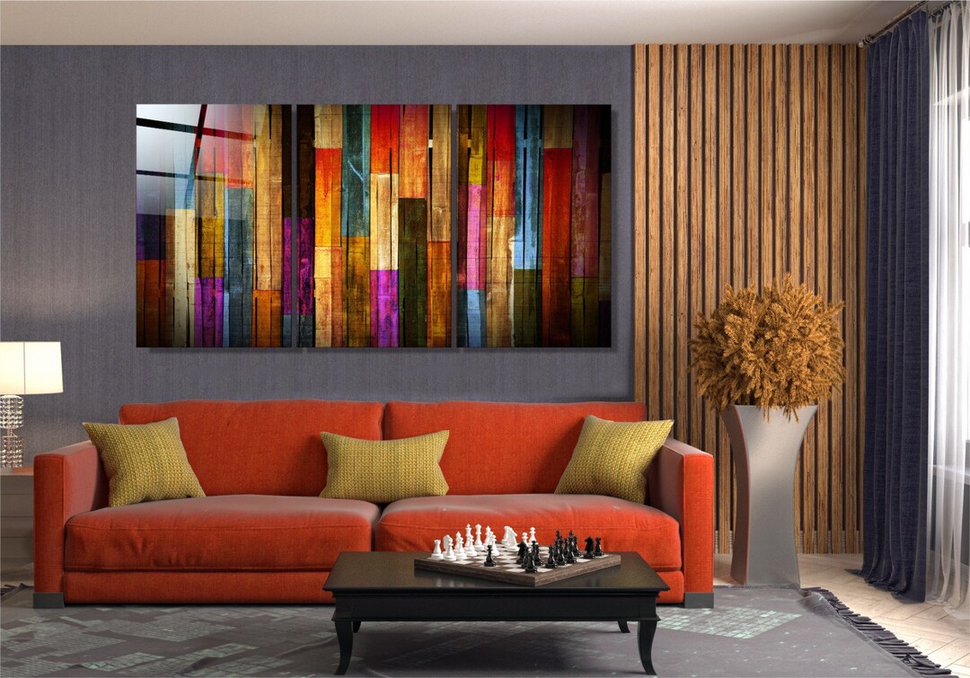 Painted Wood Mega Size Glass Printing Wall Art for Big Walls Modern ...