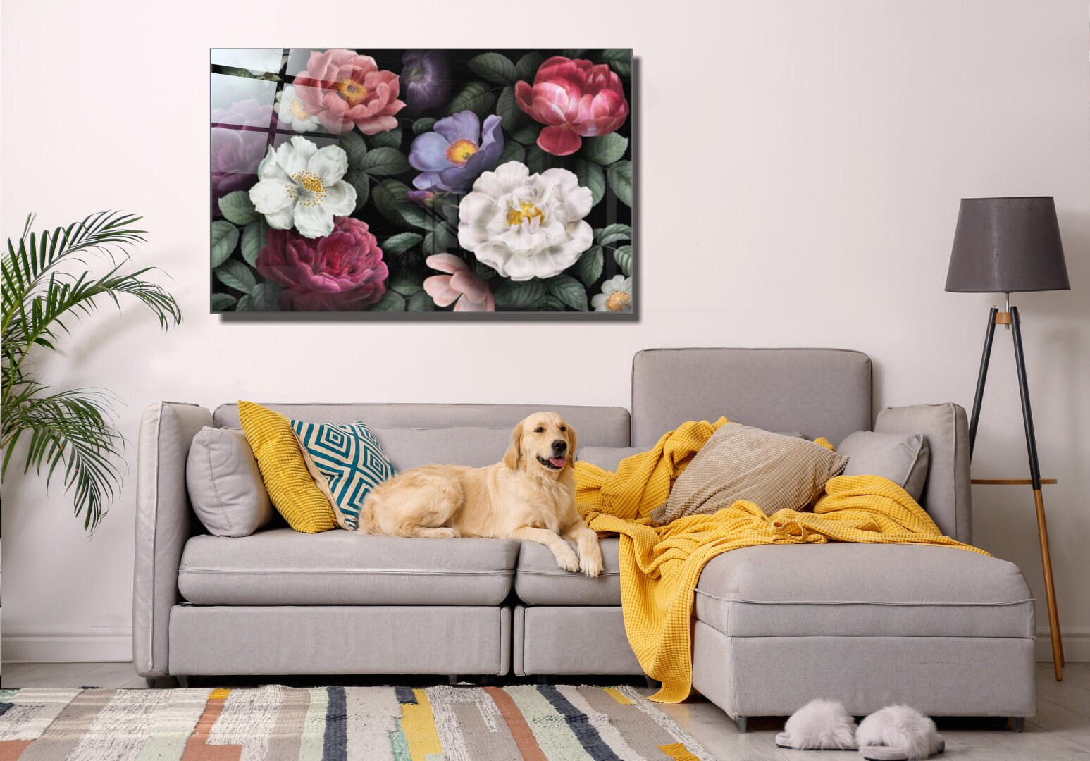 Floral Glass Printing Wall Art Modern Decor Ideas for Your - Etsy