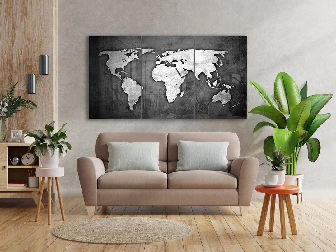 World Map Mega Size Glass Printing Wall Art for Big Walls Modern Decor ...