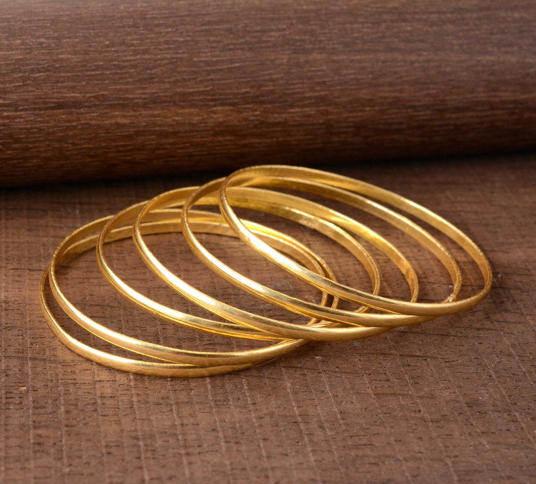Gold Filled Set of 5 Bangles, Gold Filled Bangle Set, 7 Day Bangles ...