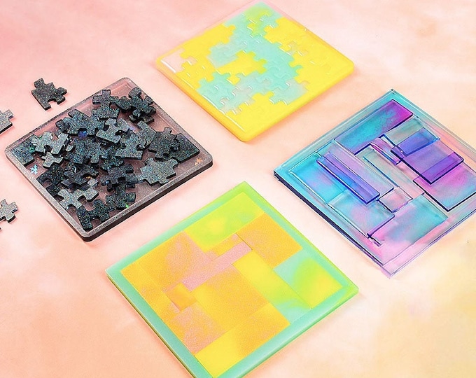 Puzzle Silicone Mold Tangram Puzzle Epoxy Mold Square Resin Mold ...