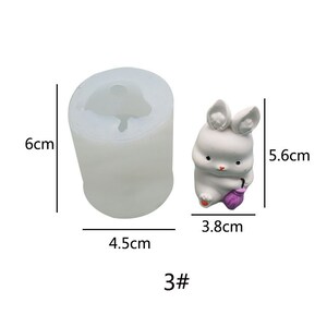 3D Rabbit Mold Bunny Silicone Mold Cute Animal Candle Mold Fondant ...