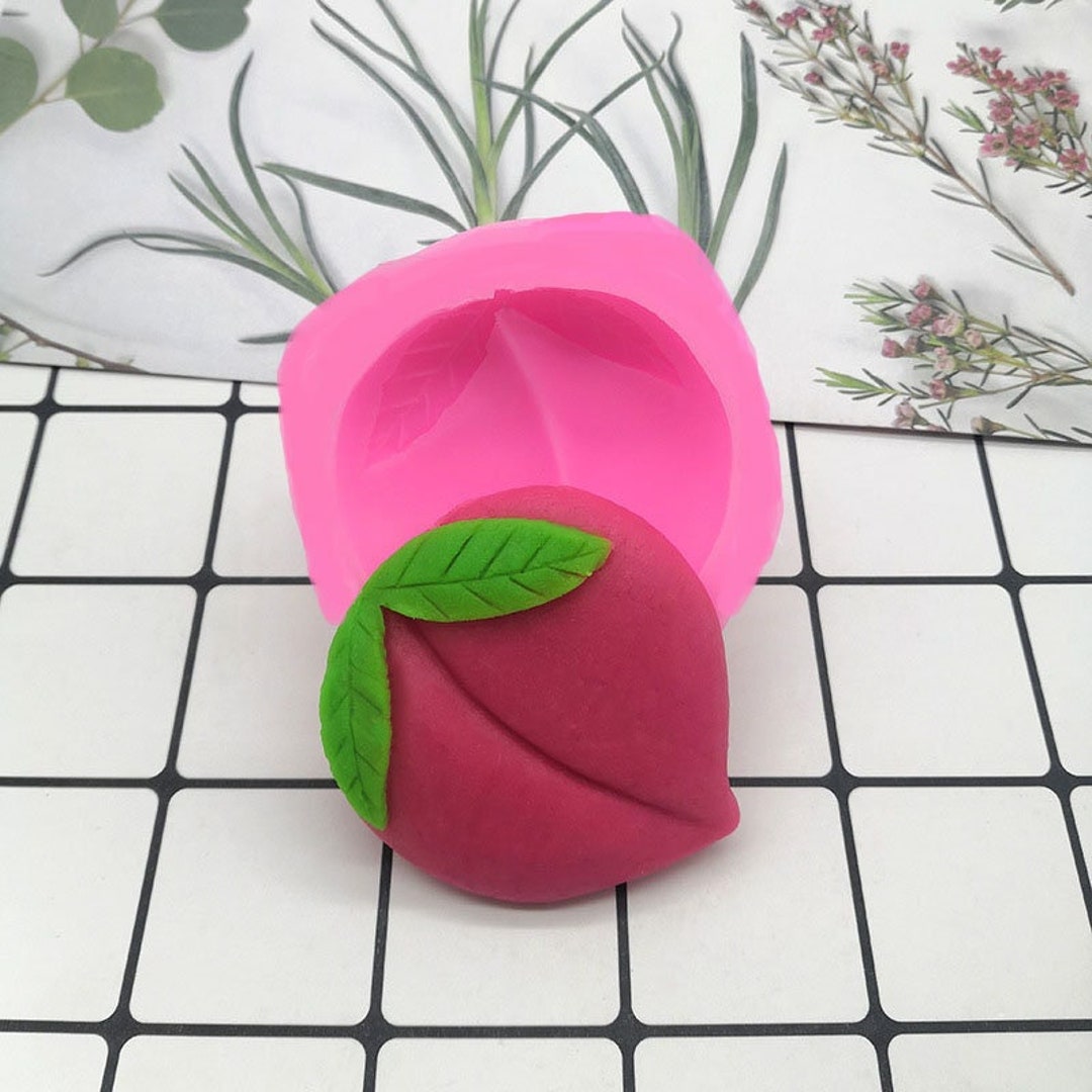 Peach Silicone Mold Fruit Flat Mold Kawaii Wax Candle Mold Handmade ...