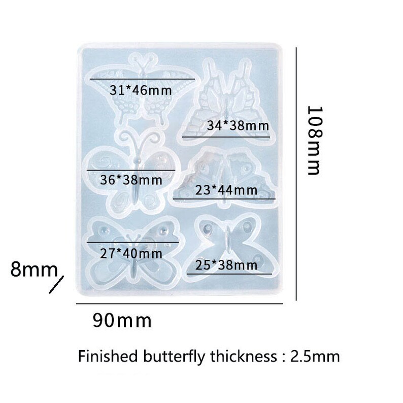Butterfly Mold Flat Cabochons Embed Mold Polymer Clay Resin Epoxy Mold ...