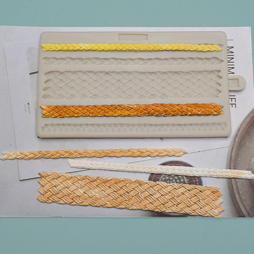 Wide Weave Border Silicone Mold Braid Texture Rope Strap Mold Fondant ...
