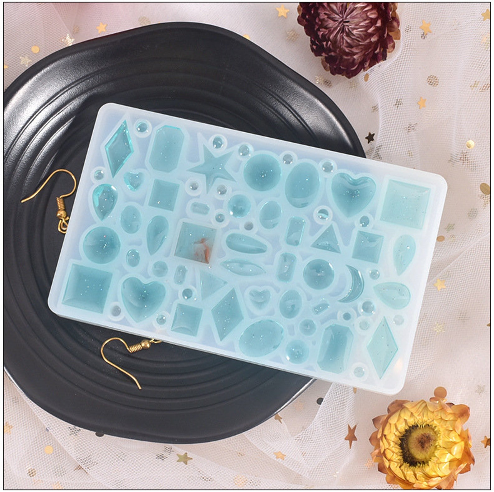 Gemstone Silicone Mold Diamond Silicone Mold Flat Black - Etsy