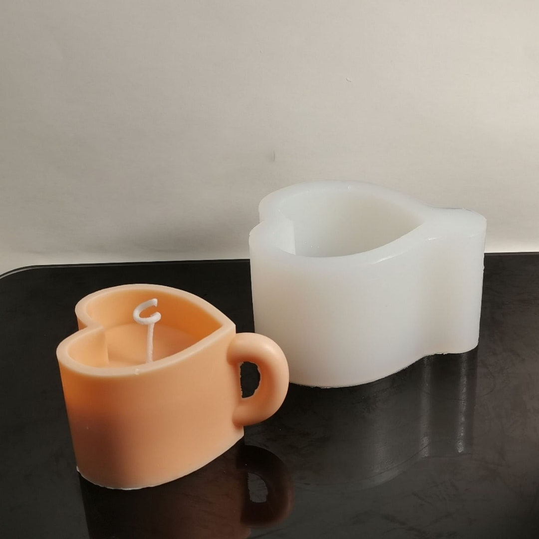 3D Tea Cup Silicone Mold Heart Coffee Cup Candle Mold Candy Mold Resin Epoxy Mold Plaster ...