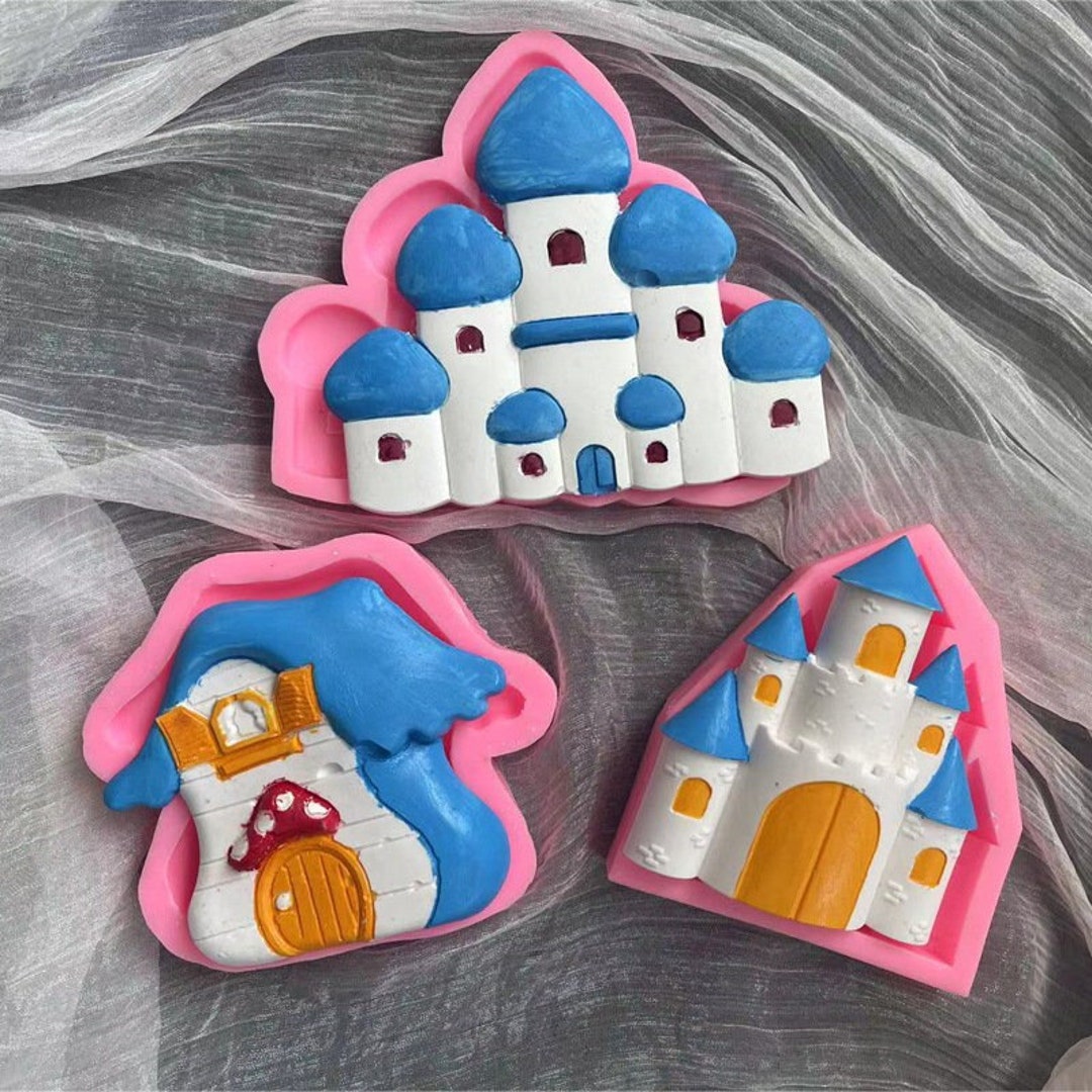 Cabin Flat Mold Castle Mushroom House Silicone Mold Polymer Clay Crafts ...