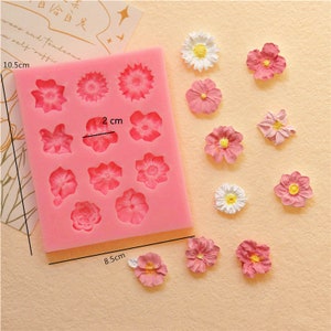 Multi Flowers Silicone Mold 2cm Flower Cabochon Mold Flatback Clay UV ...