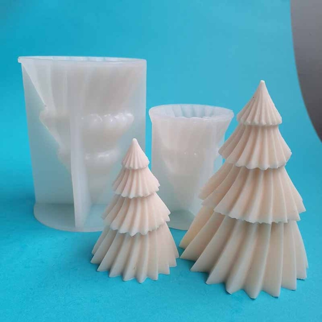 3D Christmas Tree Candle Mold Christmas Silicone Mold Soap Scented ...