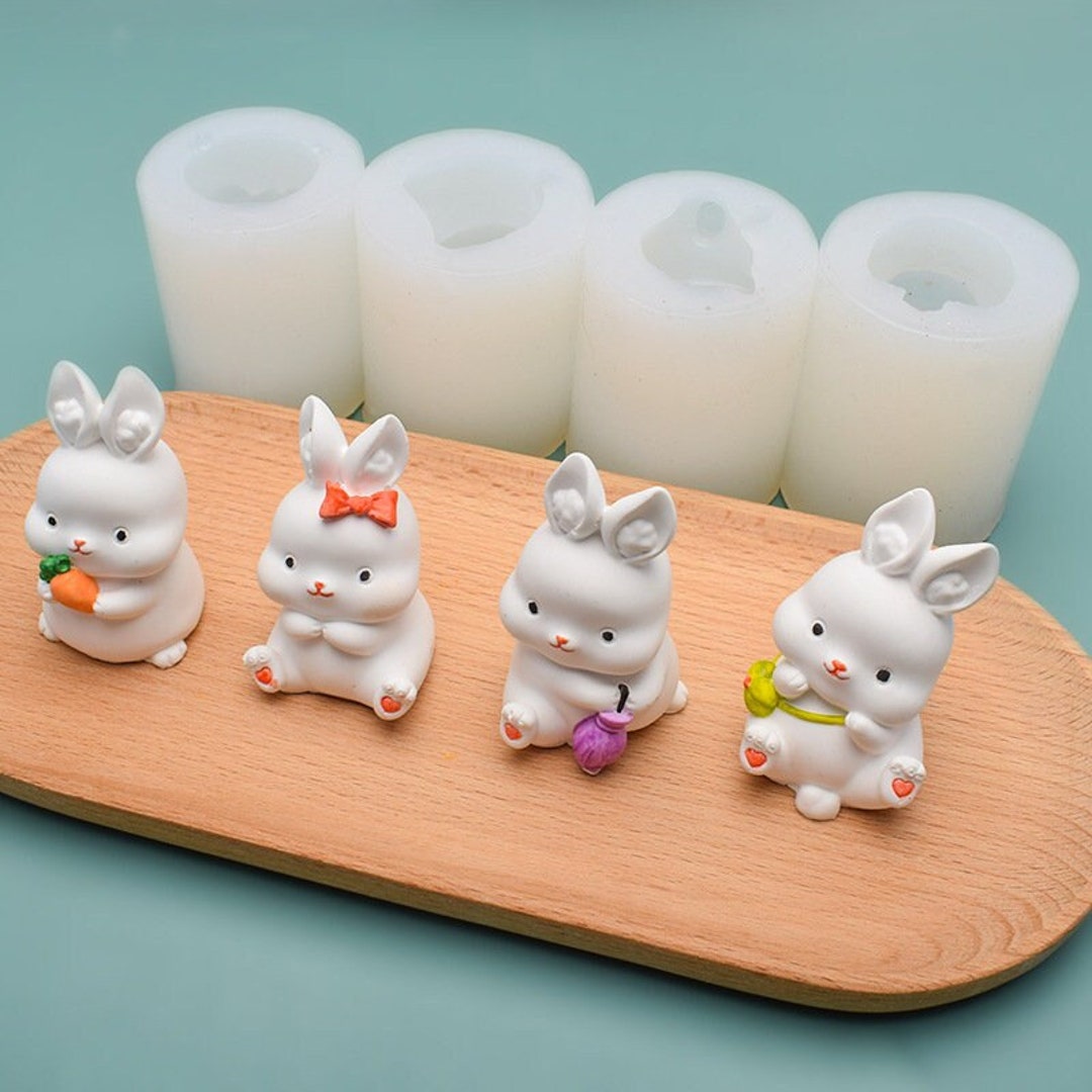3D Rabbit Mold Bunny Silicone Mold Cute Animal Candle Mold Fondant ...