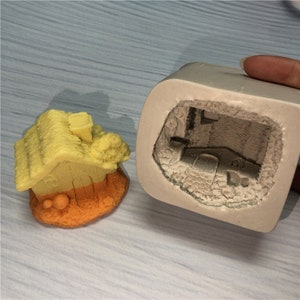 3D Log Cabin Silicone Mold Forest House Mold Candle Making Country Room ...