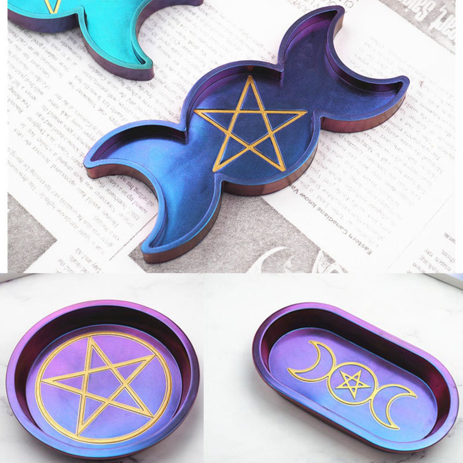 Eclipse Moon Plate Silicone mold Pentagram Moon Plate Resin | Etsy