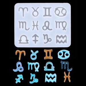 Zodiac Sign Silicone Mold Cabochon Earrings Mold Constellation Ornament ...