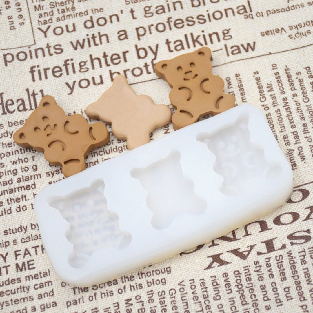 Teddy Bears Cookie Molds Flat Kawaii Bear Silicone Mold Kids Sugar Mold ...