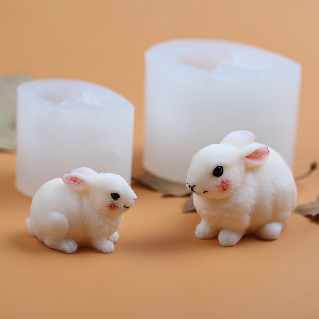 3D Rabbit Mold Bunny Silicone Mold Cute Animal Candle Mold Fondant ...