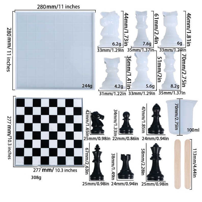 3D Chess Silicone Mold Chess Board Epoxy Resin Mold Handmade Desk Game ...