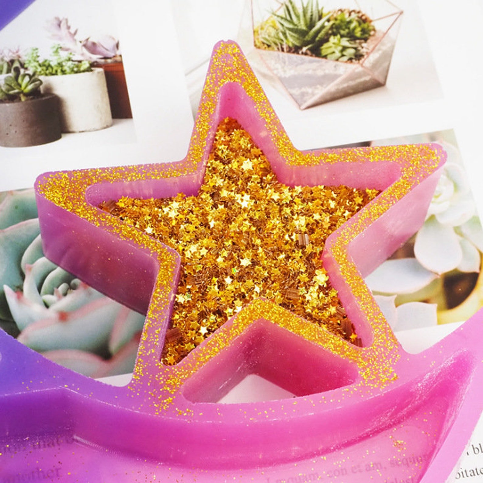 Moon and Star Storage Box Silicone Mold Pentagram Moon Resin Mold Lunar ...