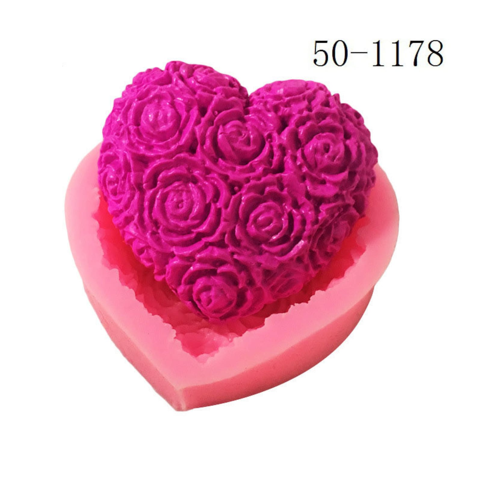 3D Rose Heart Silicone Mold Heart candle mold resin epoxy mold | Etsy