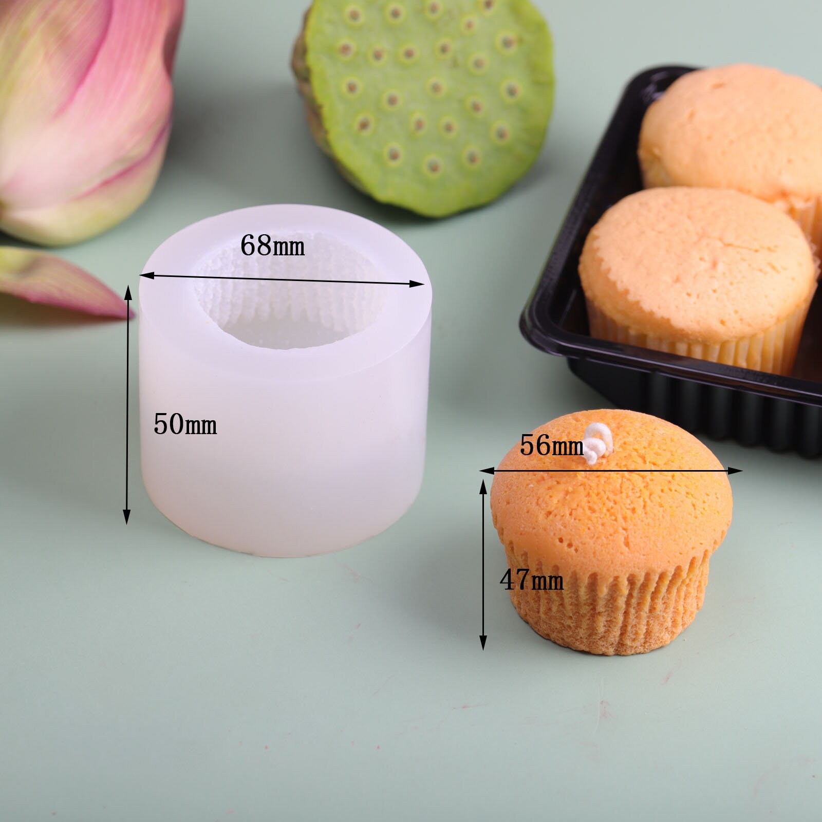 3D Cupcake Silicone Mold Kawaii Muffin Cake Mold Realistic Food Candle ...