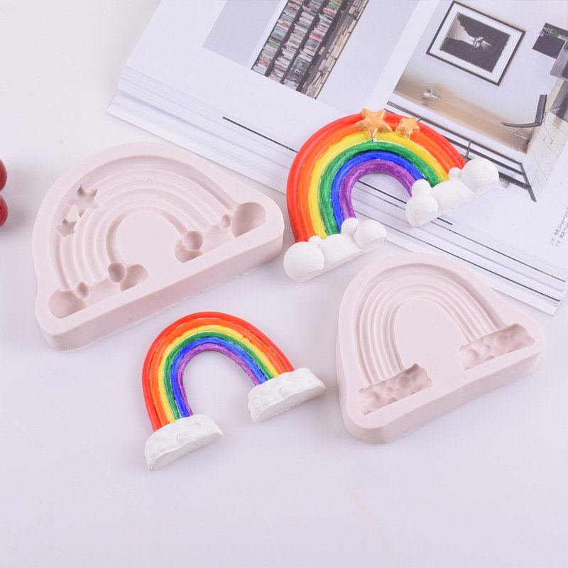 Rainbow Silicone Mold Kawaii Rainbow With Star Clouds Mold - Etsy