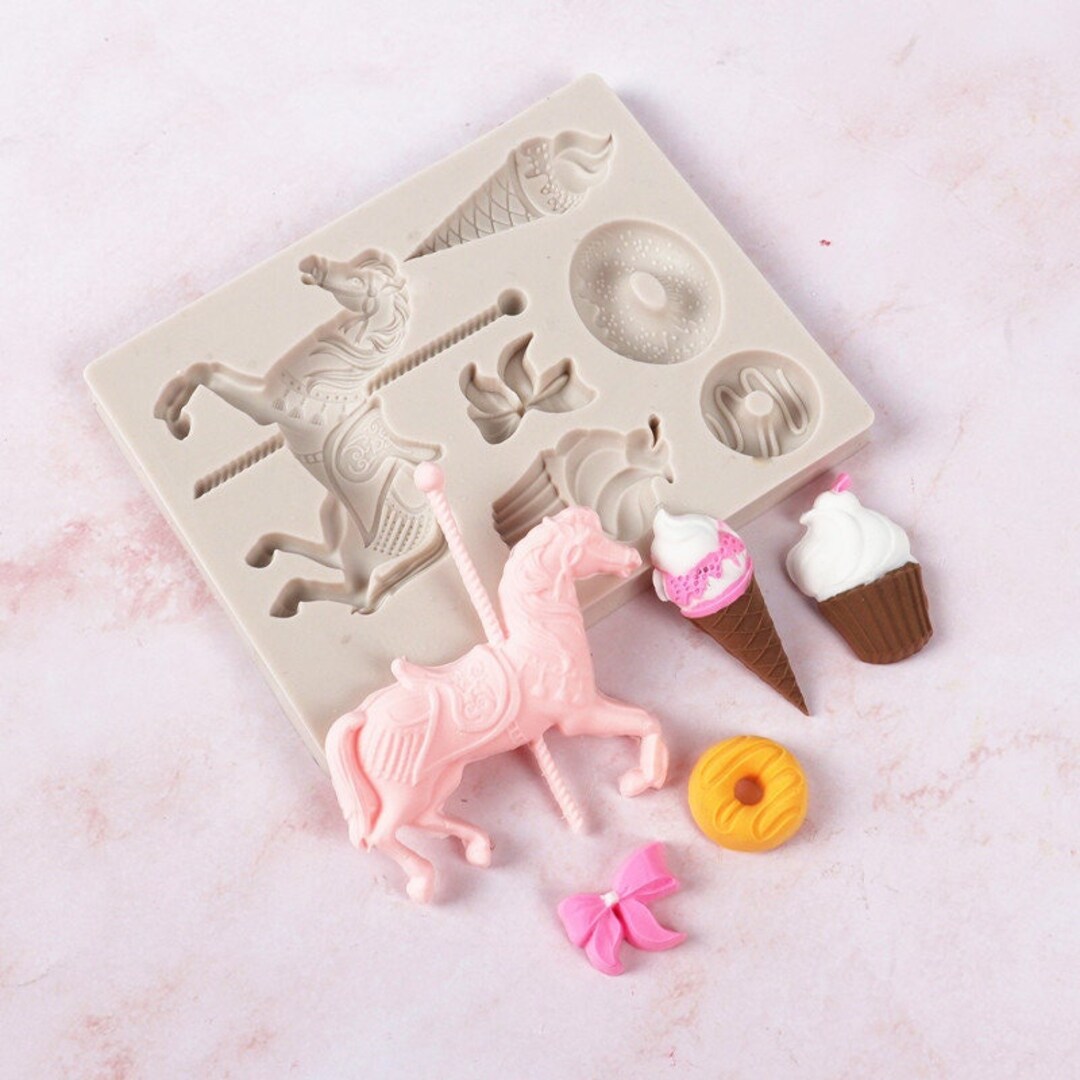 Carousel Horse Silicone Mold Ice Cream Donut Candy Cupcake Mold Fondant ...